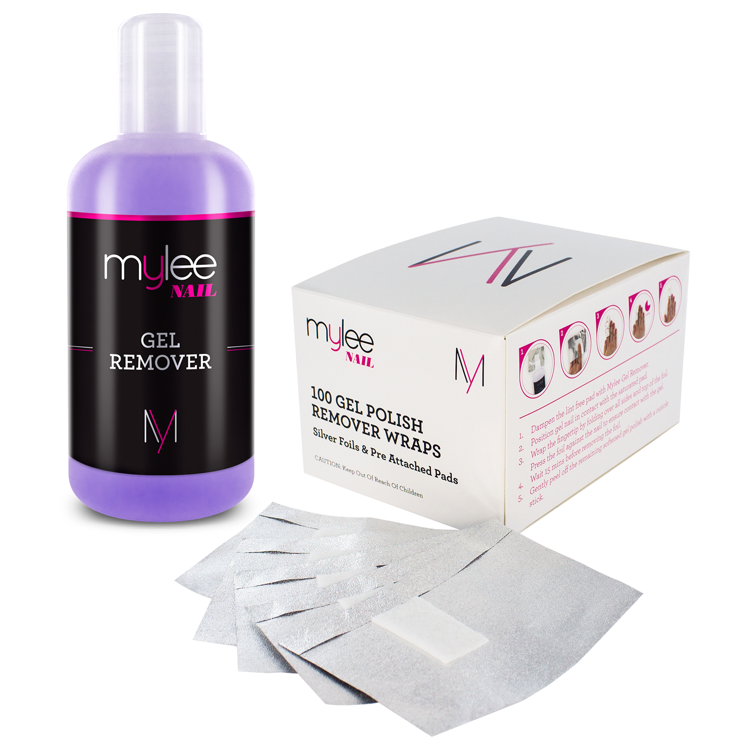 Mylee Gel Remover 100 Foil Wraps UV LED Kit Nail Soak Off Professional ...
