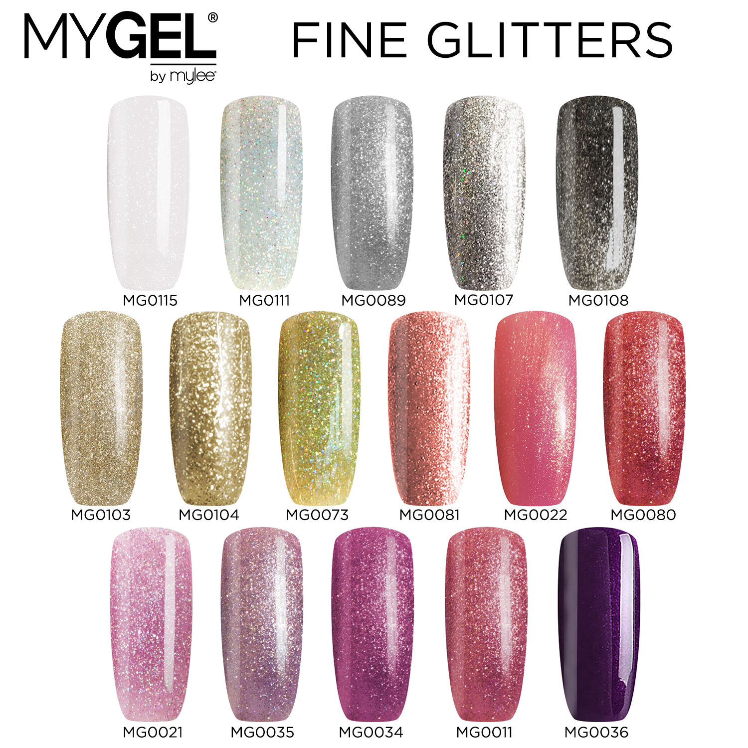 Mylee MYGEL UV LED Soak-Off Fine Glitter Gel Nail Polish Colour ...