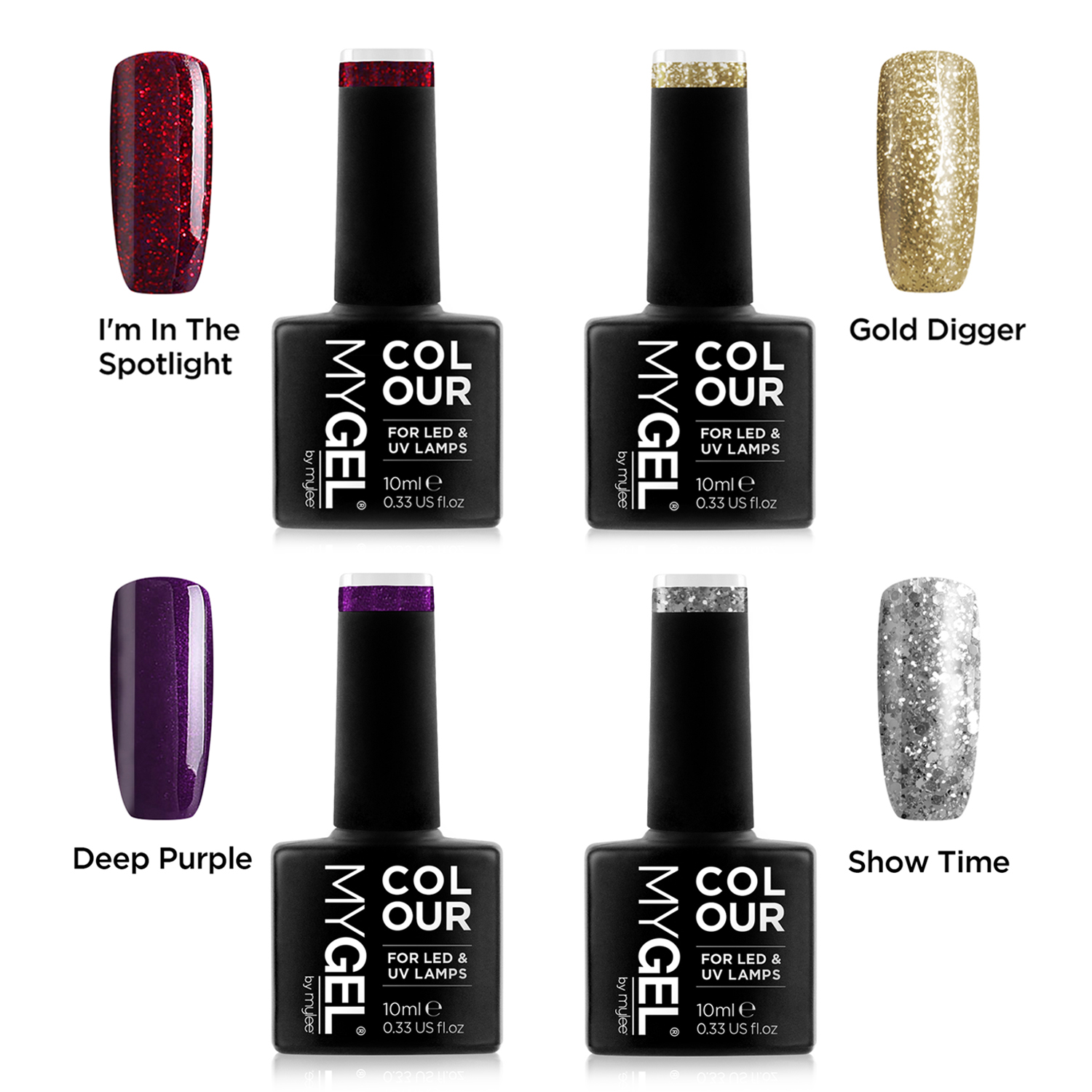 MYGEL Mylee Christmas Shades Gel Nail Polish 4x10ml, UV LED Colour ...