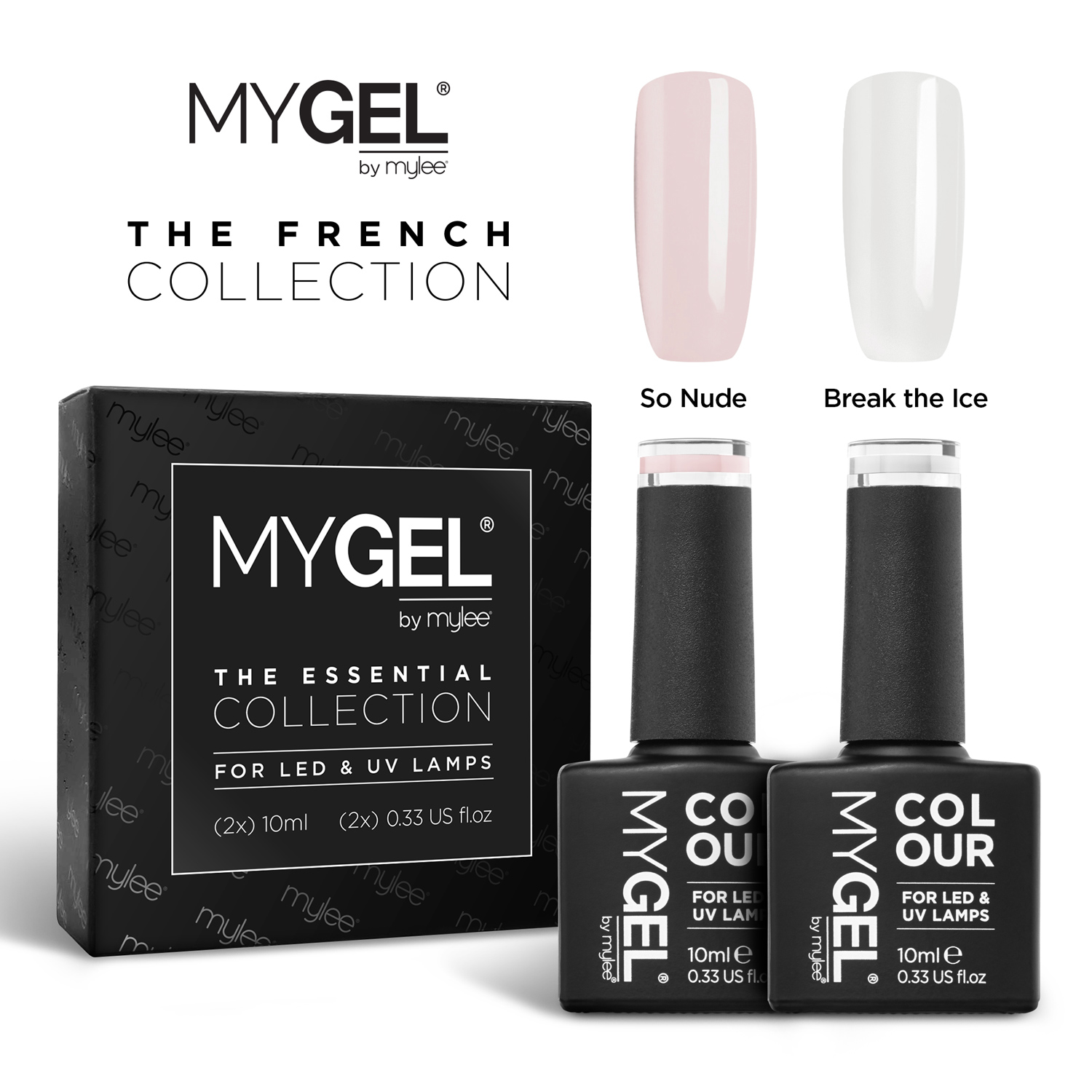 Mylee MYGEL French Manicure UV/LED Gel Nail Polish Kit Set White Clear ...