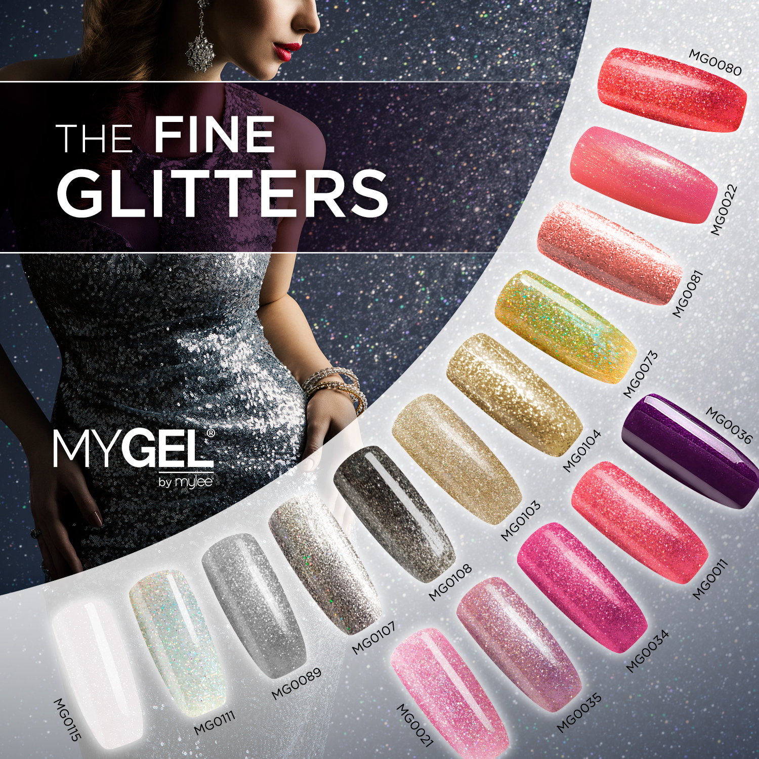 Mylee MYGEL UV LED Soak-Off Fine Glitter Gel Nail Polish Colour ...